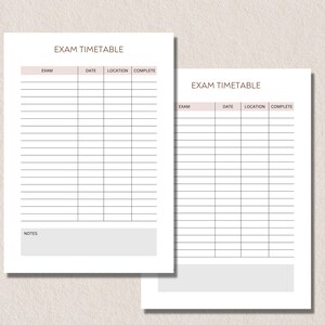 Exam Timetable Printable and Editable, Study Template, Student Log ...