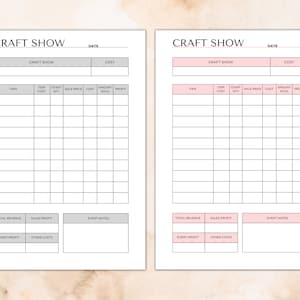 Editable and Printable Craft Show Tracker, Craft Fair Log, Market Stall ...