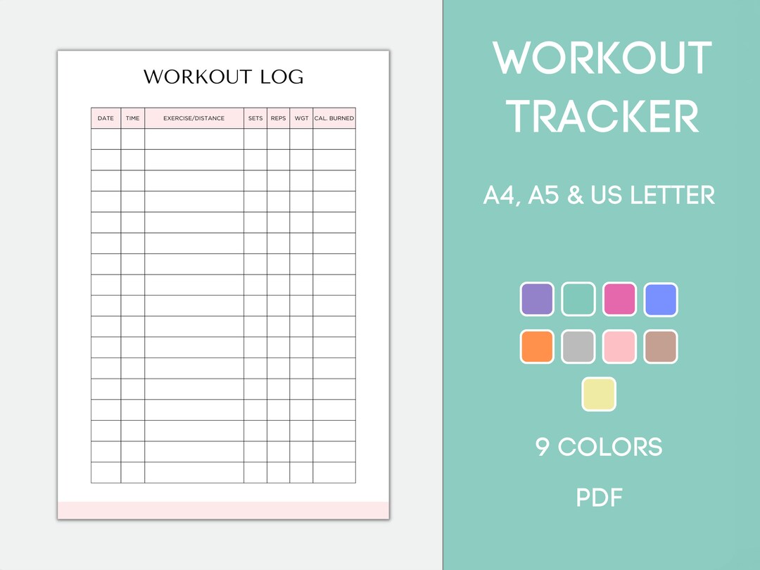Printable Workout Tracker, Editable Daily Exercise Log, Fitness Journal ...