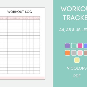 Printable Workout Tracker, Editable Daily Exercise Log, Fitness Journal ...