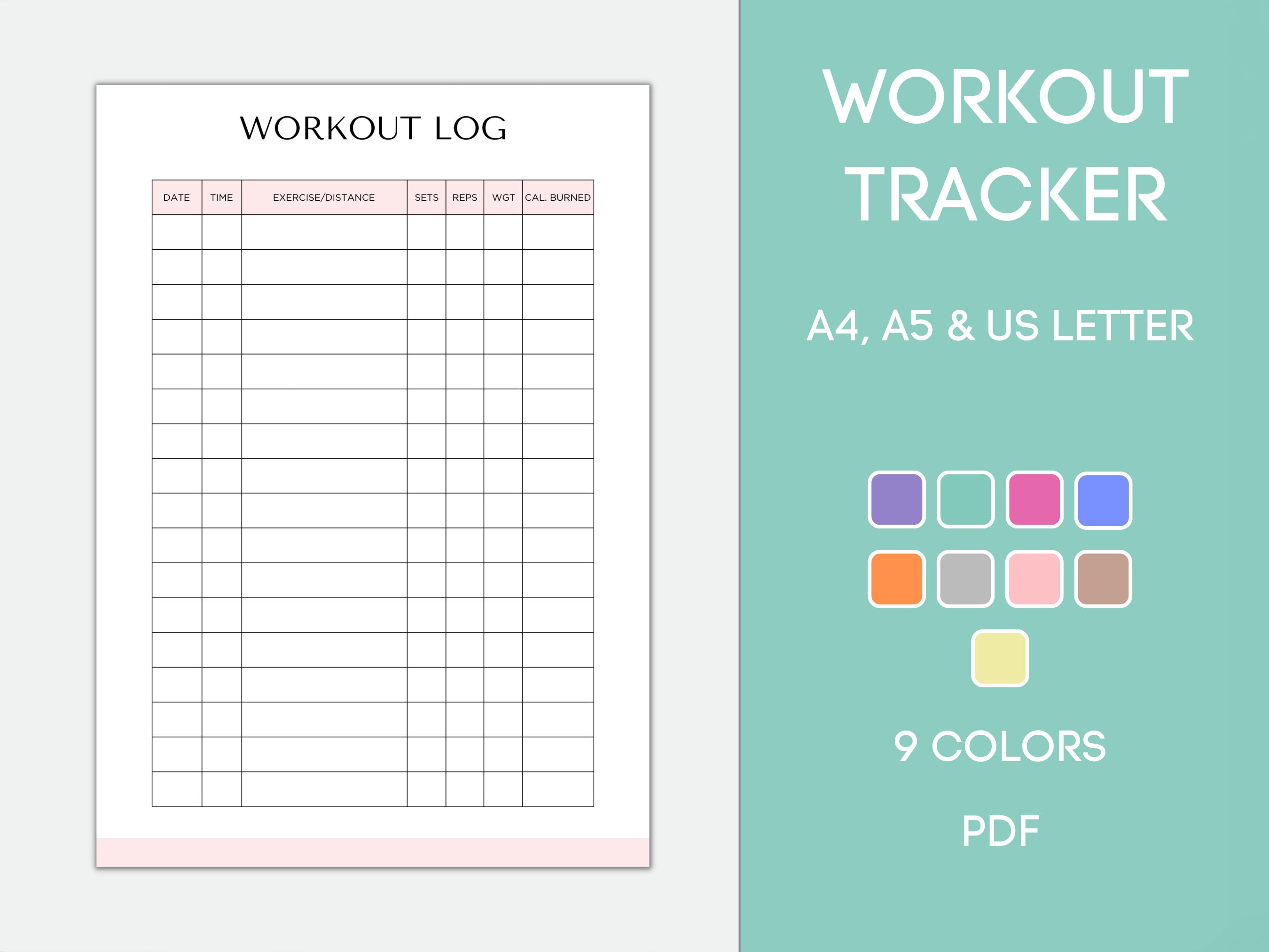 Printable Workout Tracker, Editable Daily Exercise Log, Fitness Journal ...