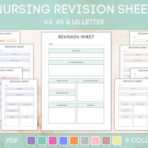 Nursing Student Revision Sheet Printable, Editable Nurse Revision Log ...