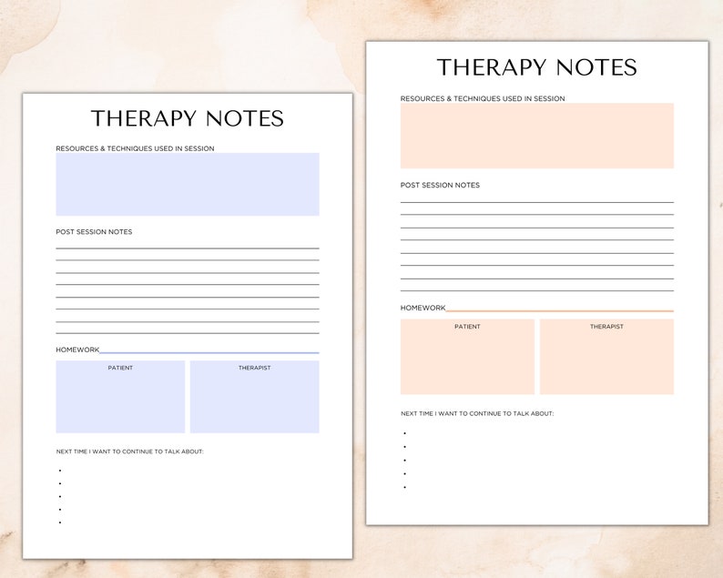 Therapist Notes, Therapy Worksheet, Mental Health Notes, Therapy Log ...