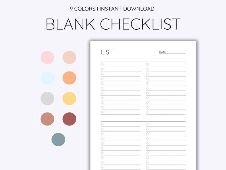 Blank Checklist Printable Template, Customizable Task List and ...