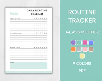 Daily Routine Tracker Printable & Editable PDF | Weekly Habit Tracker ...