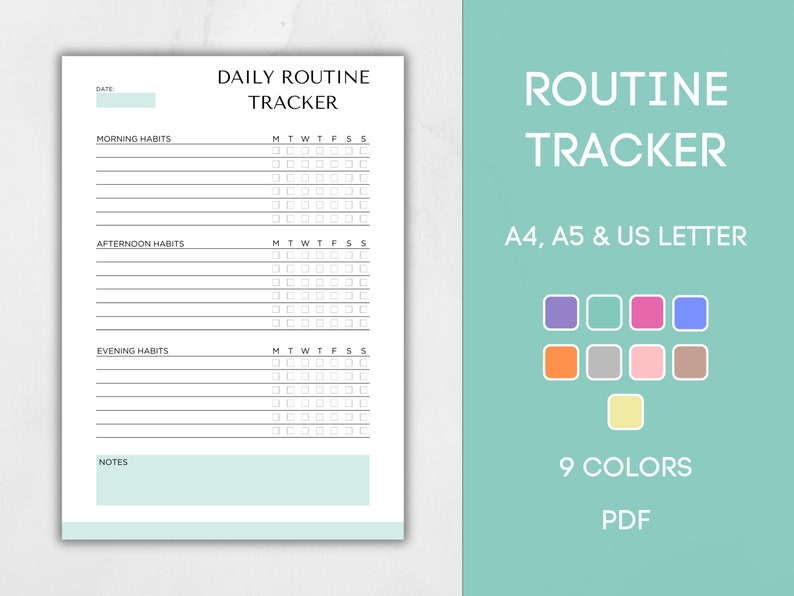 Printable Daily Routine Tracker, Editable Weekly Habit Template ...