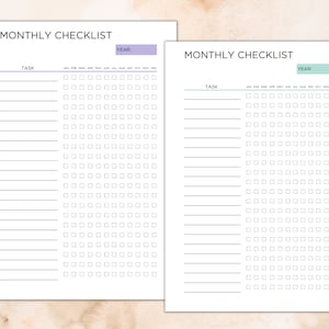 Printable and Editable Monthly Checklist, Month to Do List, Chore List ...