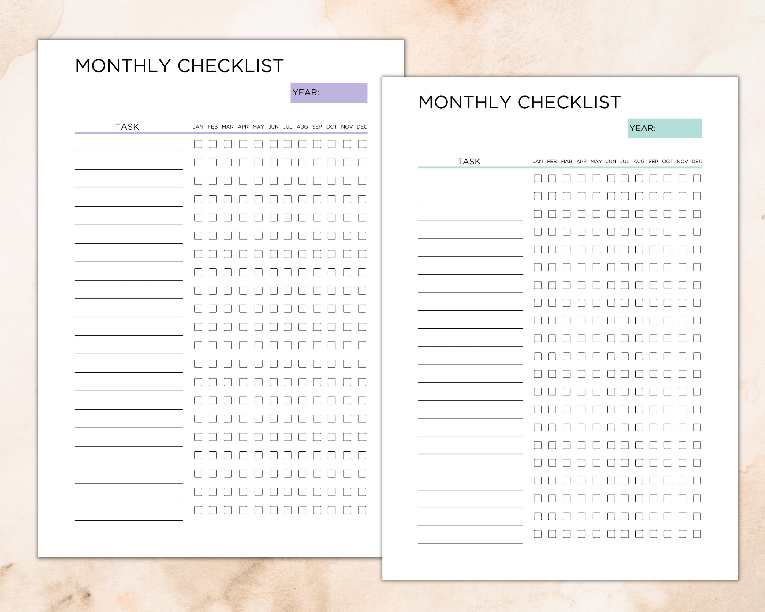 Printable and Editable Monthly Checklist, Month to Do List, Chore List ...