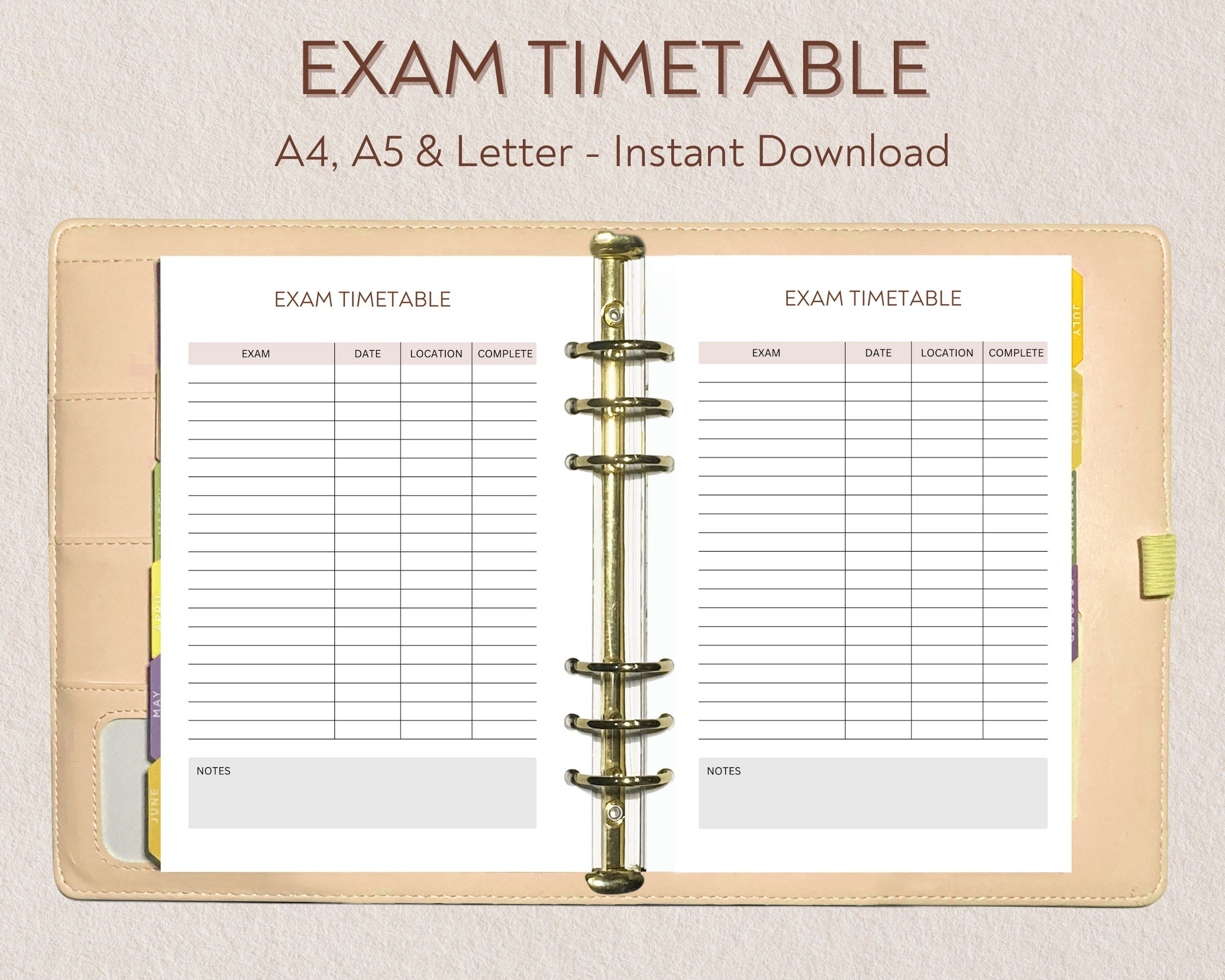 Exam Timetable Printable and Editable, Study Template, Student Log ...