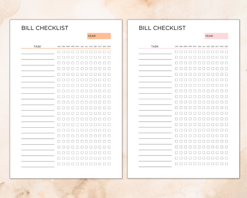 Editable Monthly Bill Payment Tracker, Printable Bill Payment Checklist ...