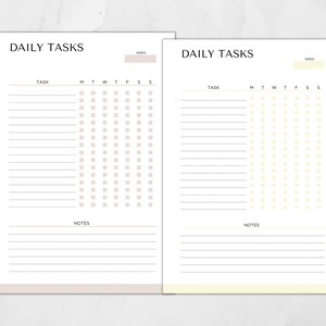 Printable Daily Tasks Template, Editable Daily Checklist, Daily Chore ...