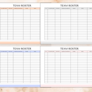 Team Roster Printable, Editable Sports Roster, Printable Soccer Team ...
