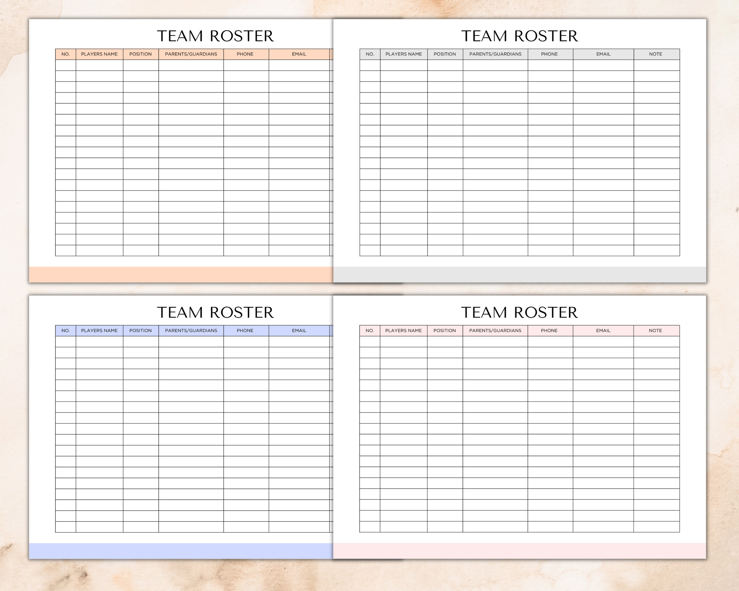 Team Roster Printable, Editable Sports Roster, Printable Soccer Team ...