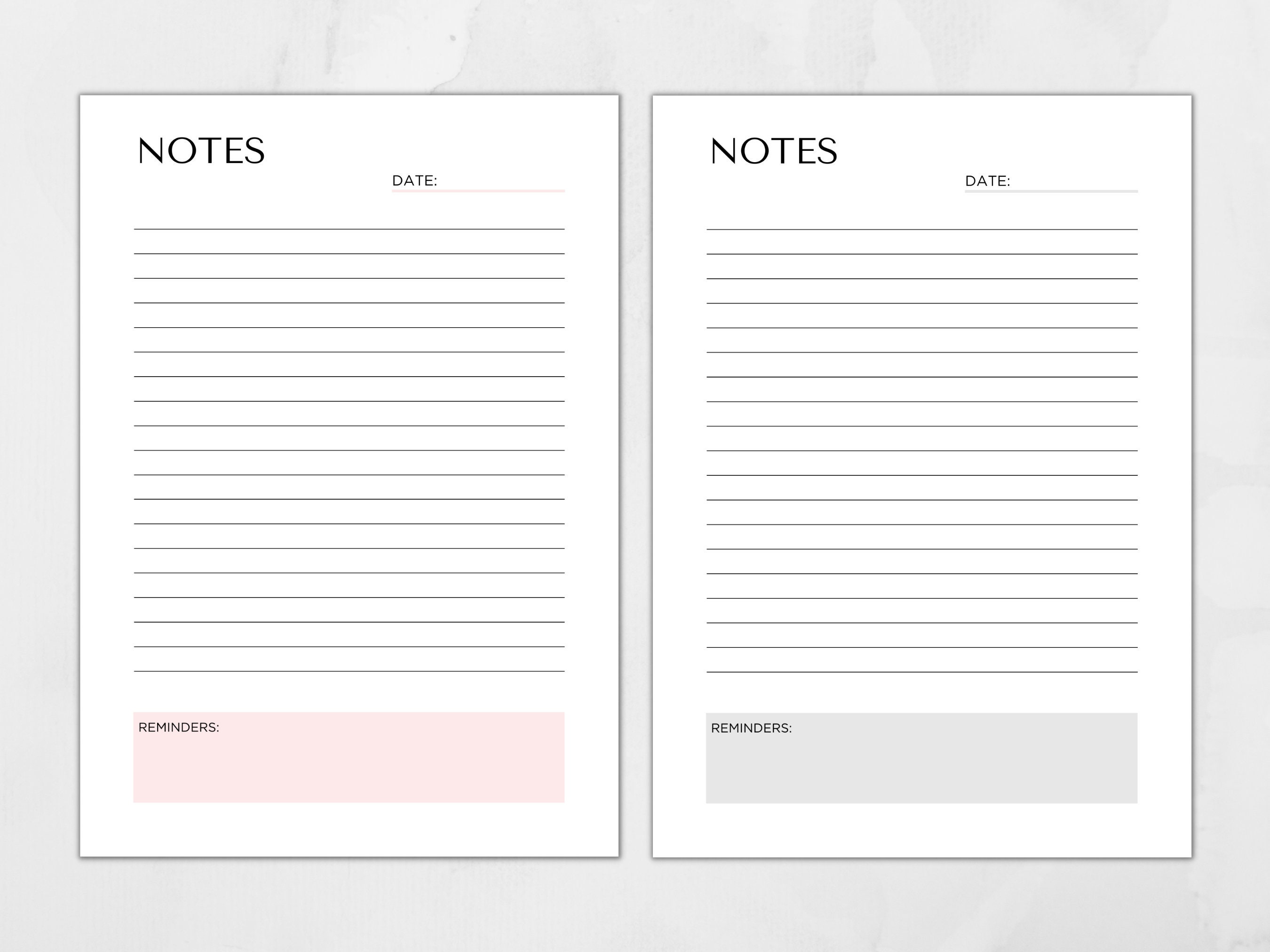 Printable Lined Notes Pages, Editable Lined Paper, Notetaking Pages ...