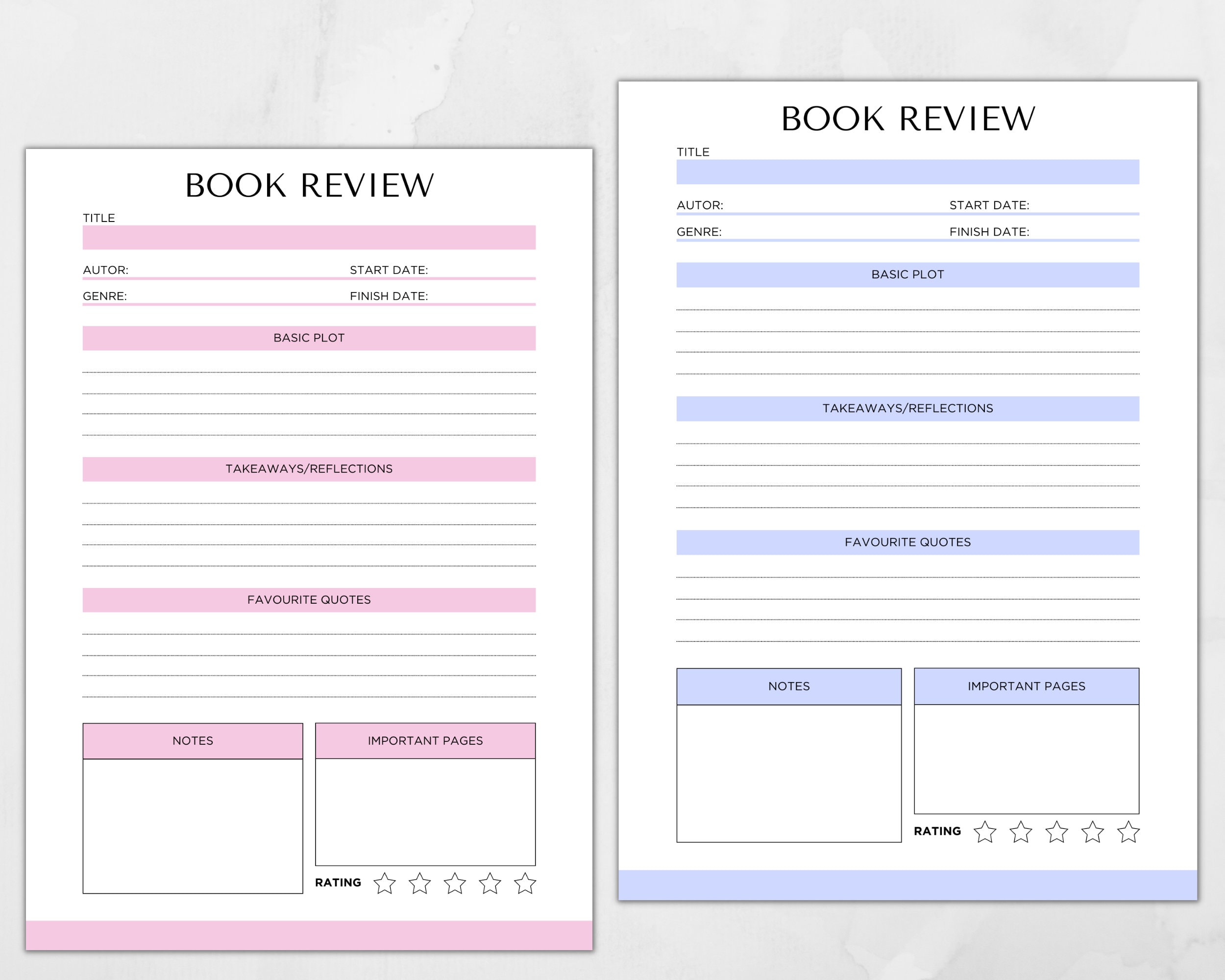 Printable Book Review Template, Simple Book Review Editable, Book ...