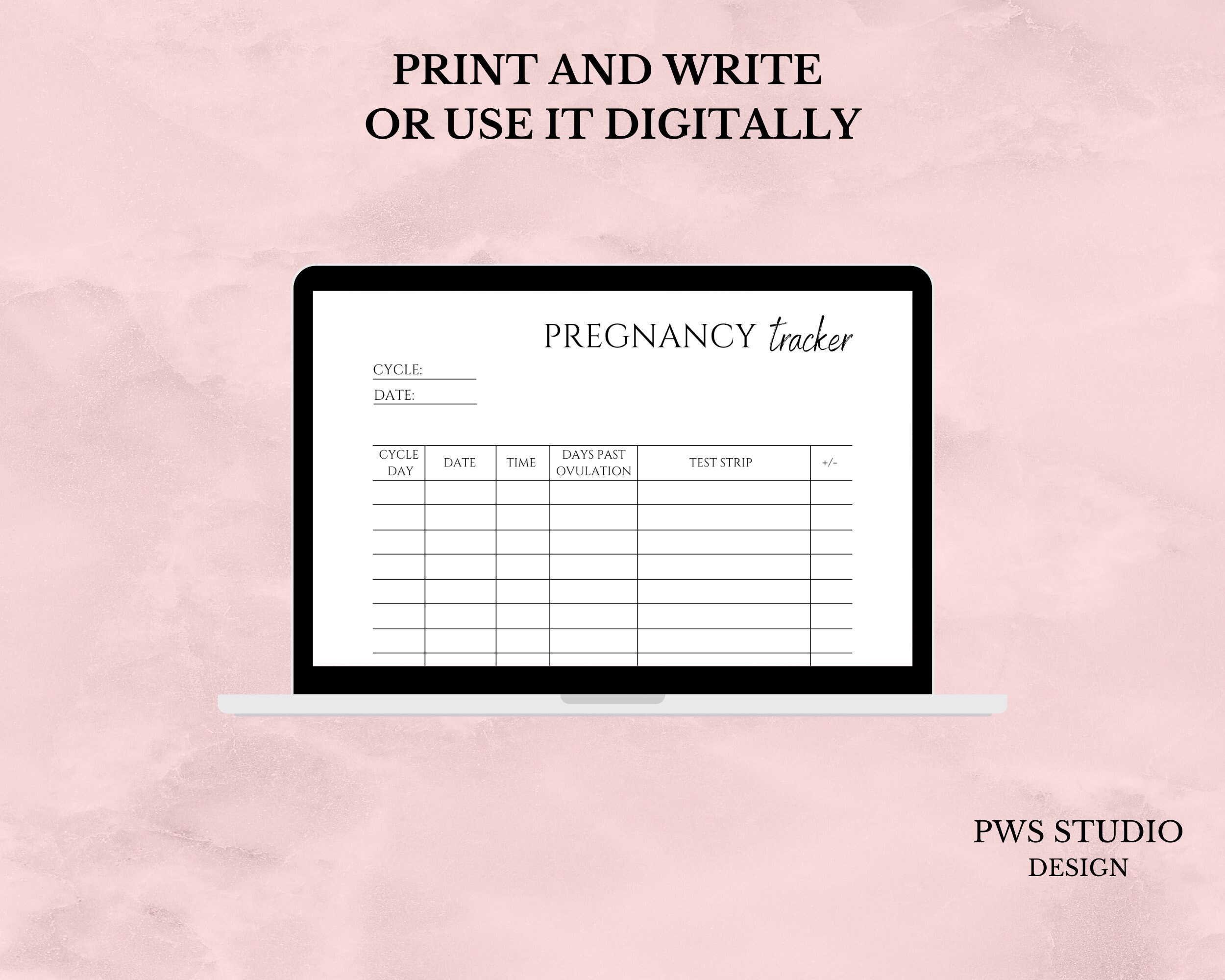 Printable and Editable HGC Pregnancy Tracker, Ovulation Test Strip, HGC ...