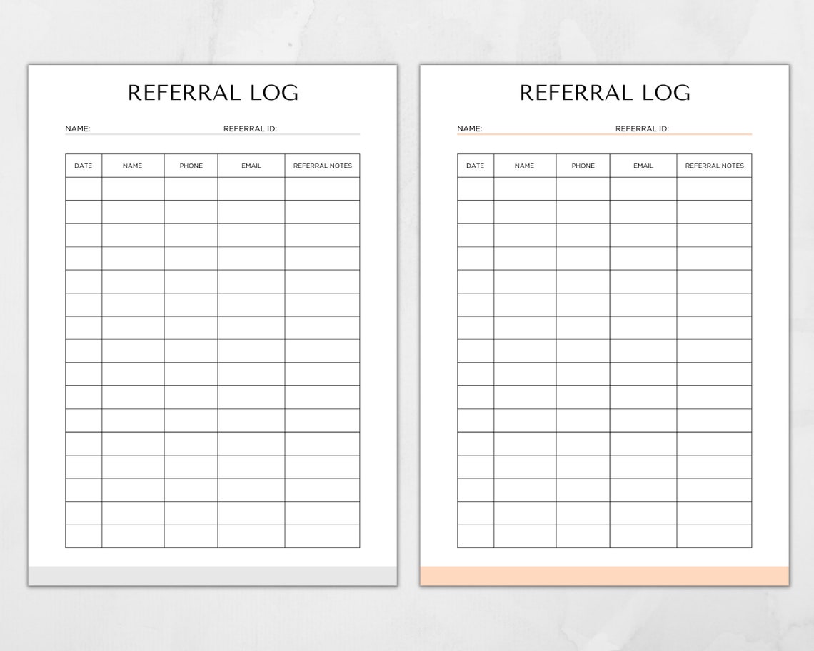 Printable Referral Log, Editable Client Referral Tracking, Referrals ...
