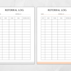 Printable Referral Log, Editable Client Referral Tracking, Referrals ...