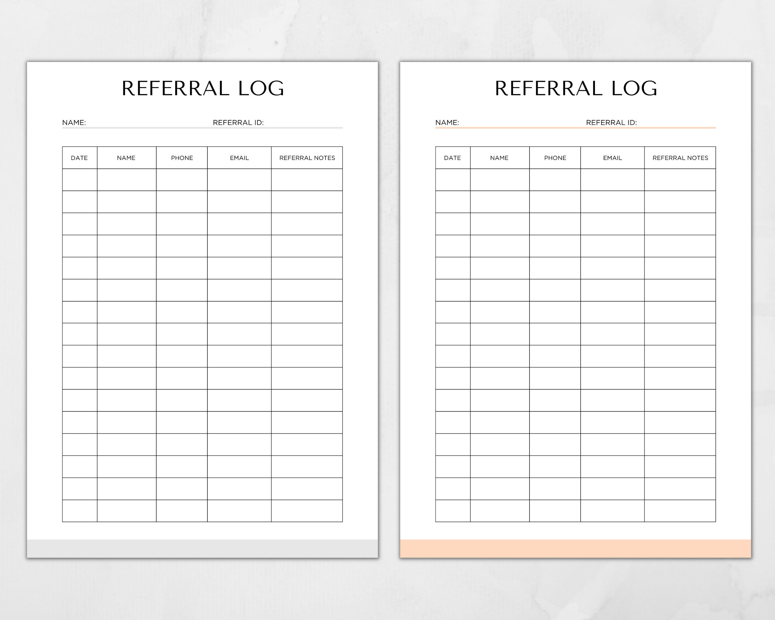 Printable Referral Log, Editable Client Referral Tracking, Referrals ...