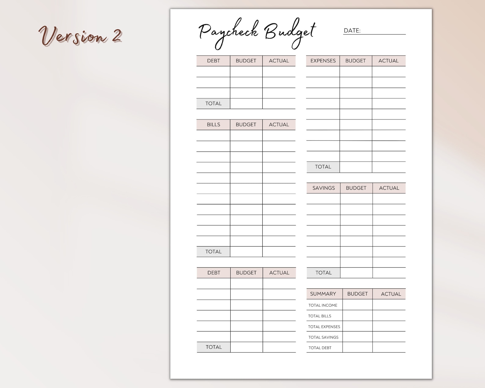 Paycheck Budget Planner, Printable, Budget by Paycheck, Personal Budget ...