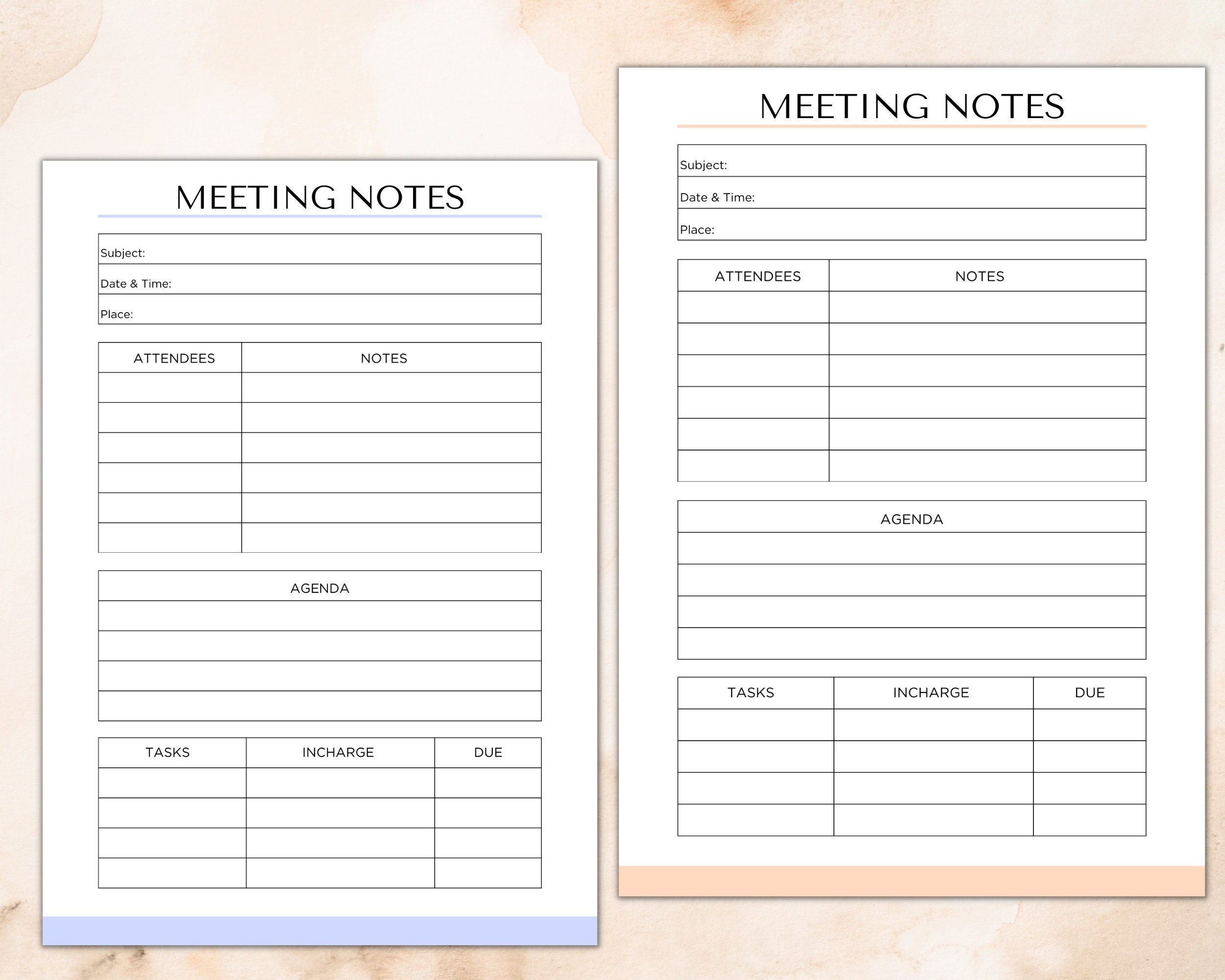 Meeting Minutes Sheet, Editable Meeting Notes, Business Project Record ...