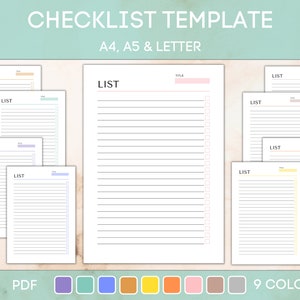 Editable and Printable Checklist Template, Simple List for Planner ...
