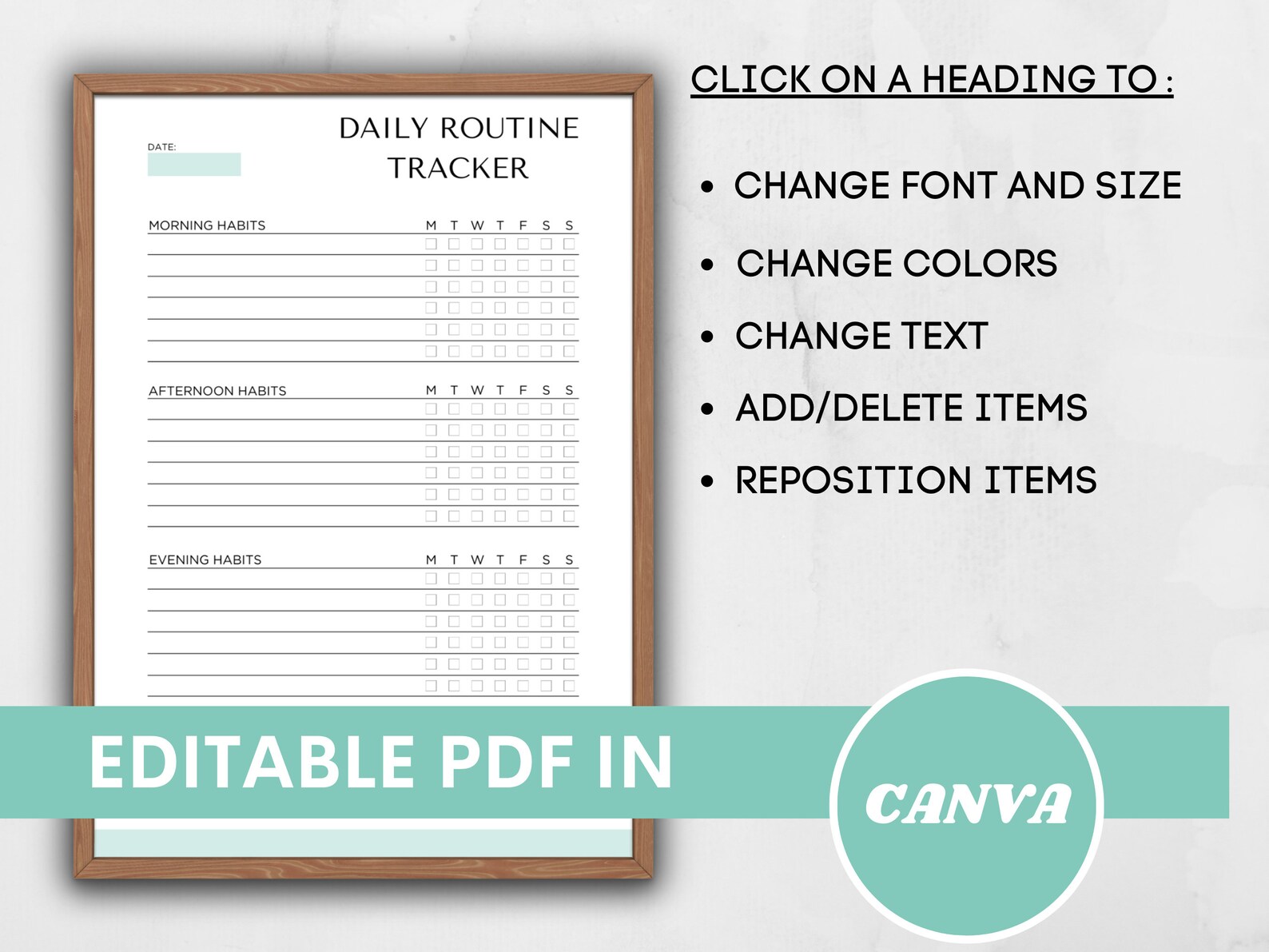 Printable Daily Routine Tracker, Editable Weekly Habit Template ...