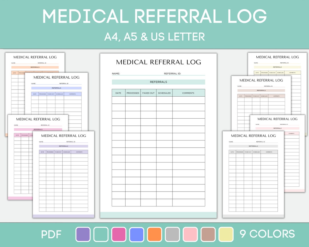 Printable Medical Referral Log, Patient Referral Tracker, Track ...