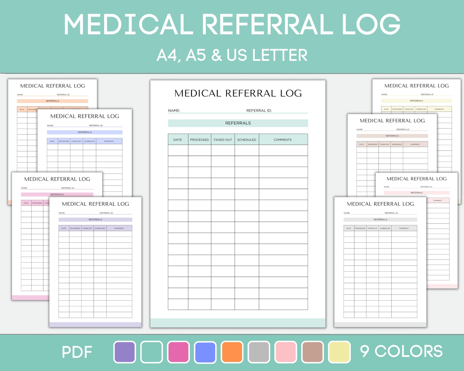 Printable Medical Referral Log, Patient Referral Tracker, Track ...