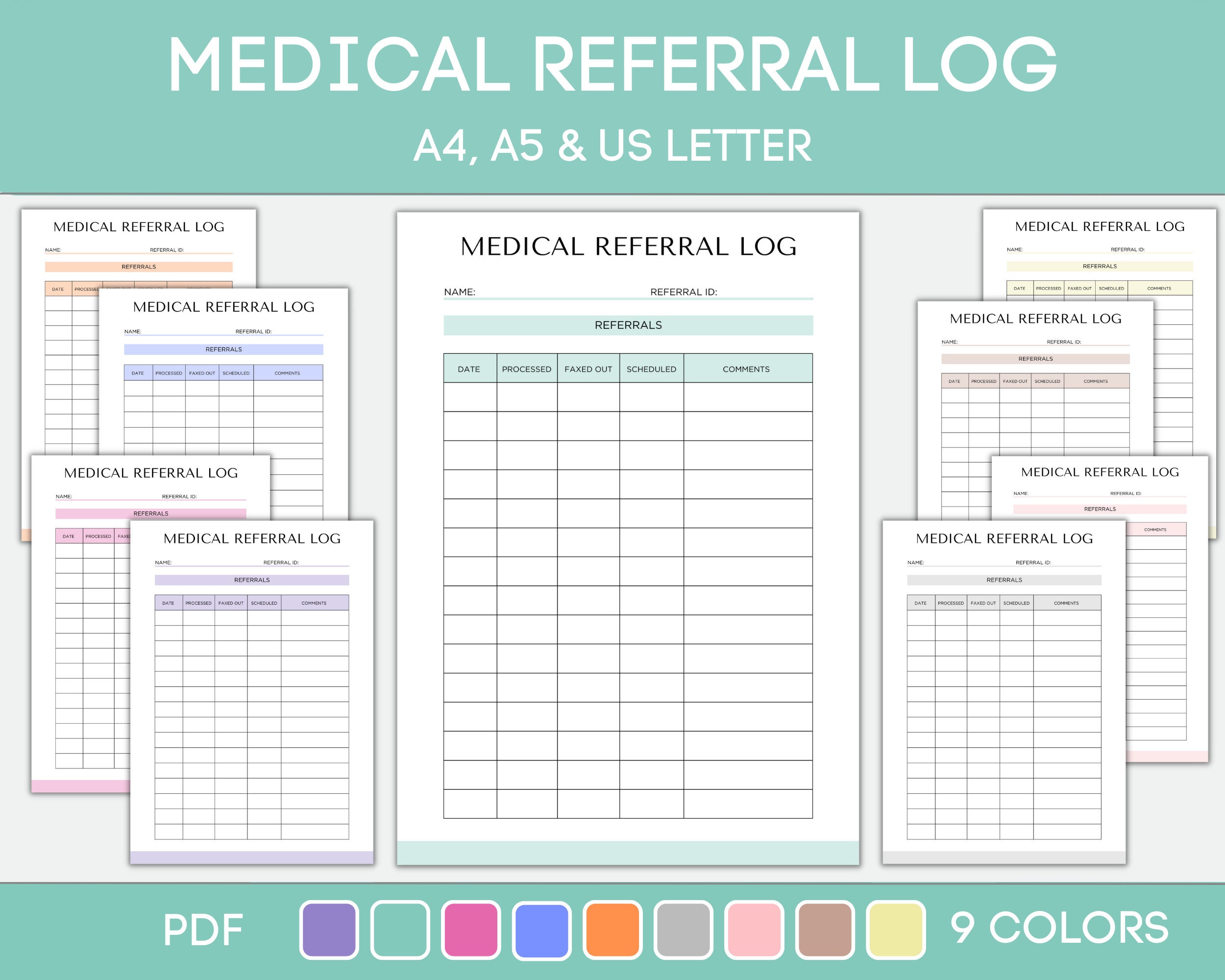 Printable Medical Referral Log, Patient Referral Tracker, Track ...