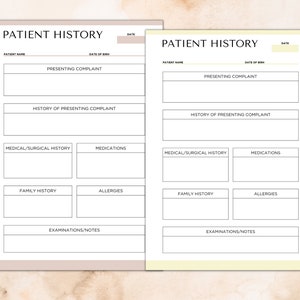 Editable and Printable Nursing Patient History, Nursing Patient History ...