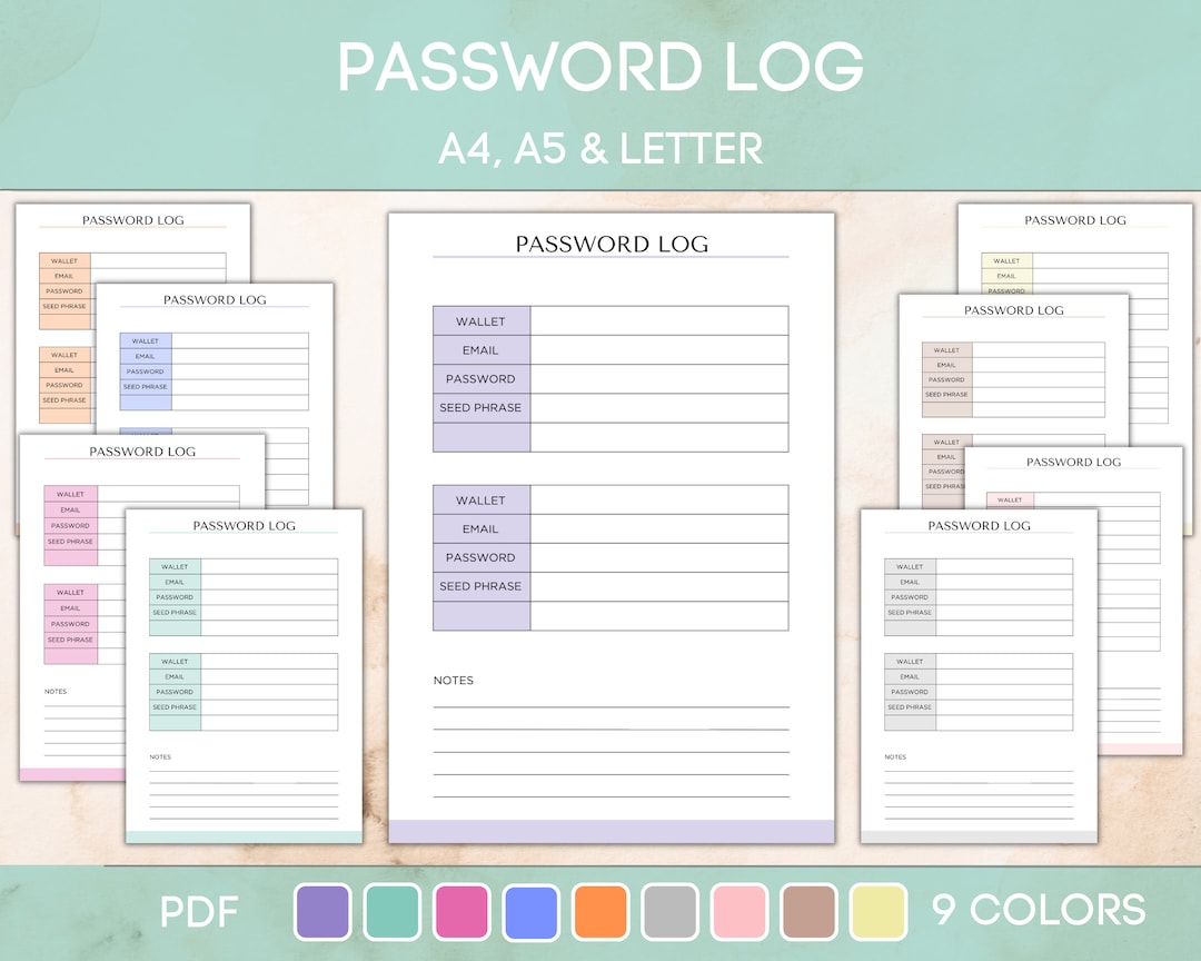 Password Tracker Printable, Editable Password Keeper, Password ...