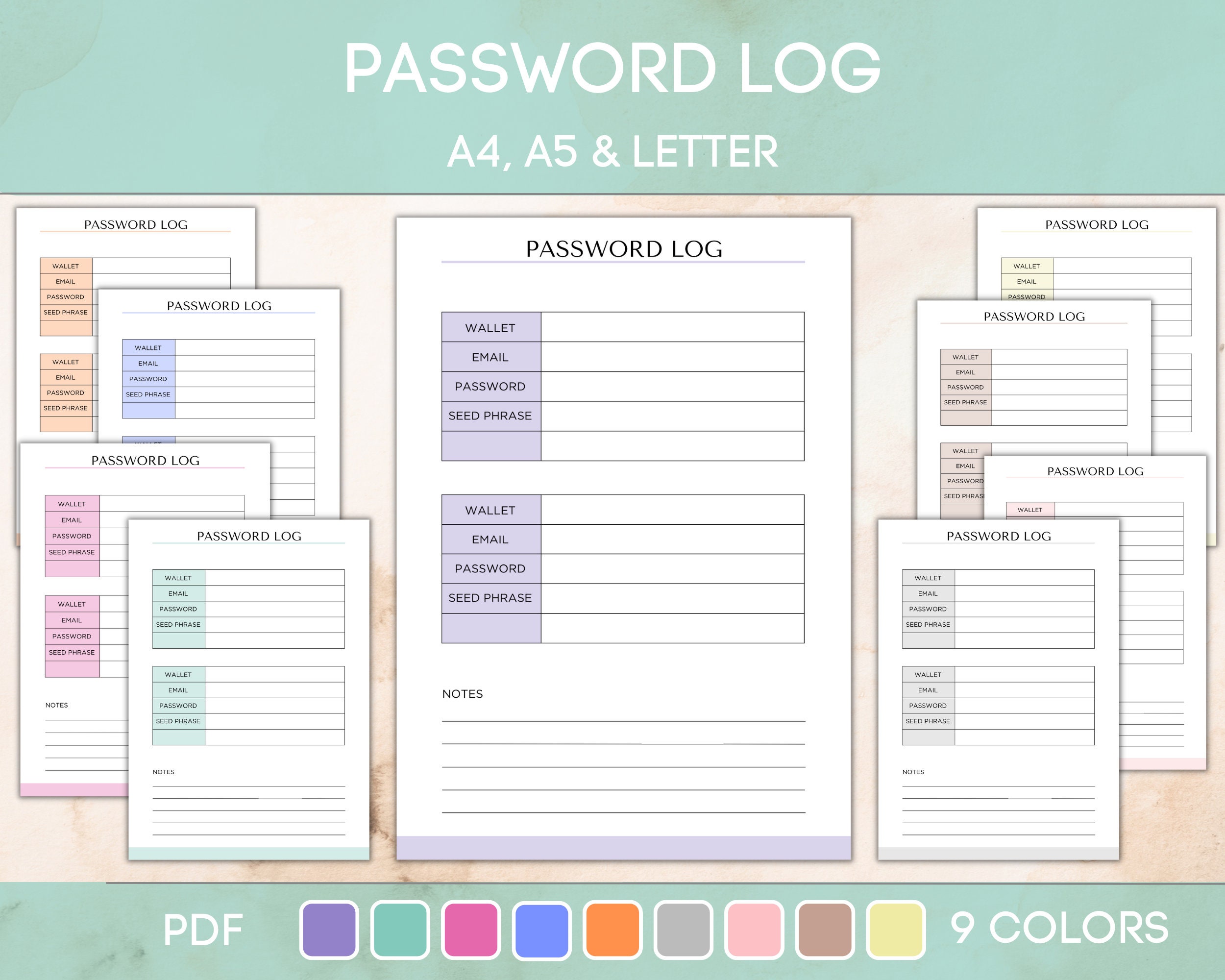Password Tracker Printable, Editable Password Keeper, Password ...