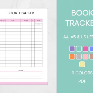 Printable Book Tracker Template, Reading List, Book Worm Checklist ...