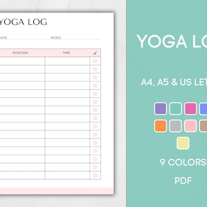 Printable Yoga Log, Editable Yoga Journal, Fitness Planner, Yoga ...