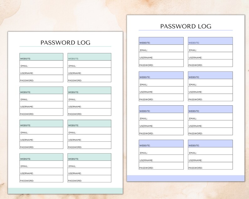 Password Tracker Printable, Editable Password Log, Password Keeper ...