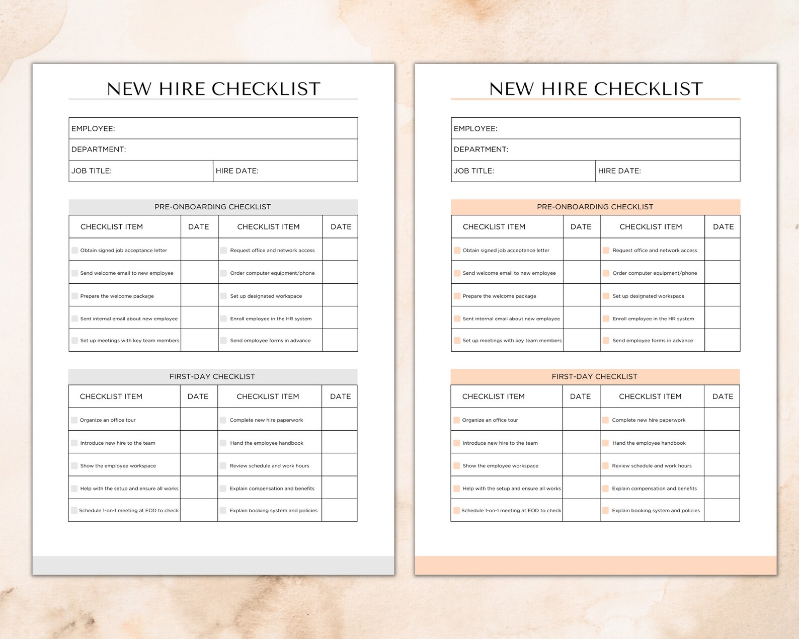 New Hire Checklist Printable, Editable Employee Onboarding Template, HR ...