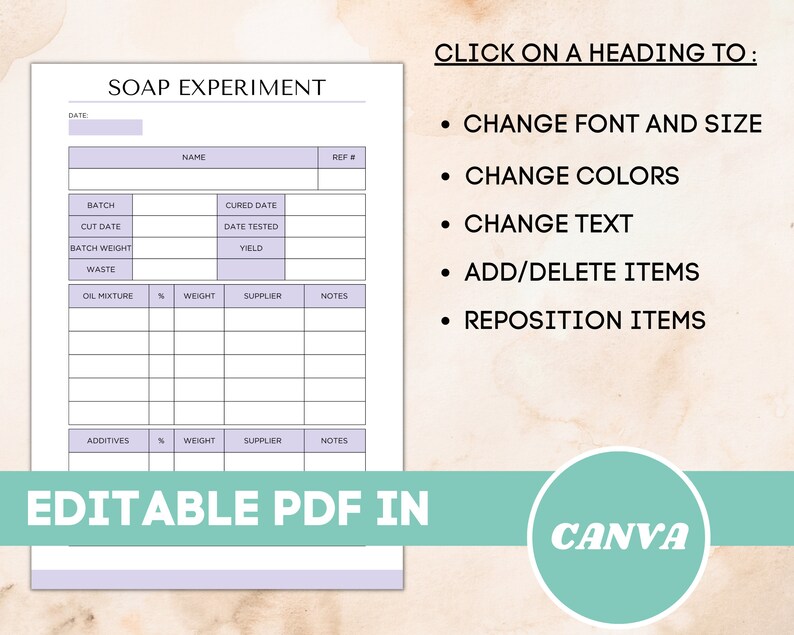 Blank Soap Recipe Sheet Printable, Editable Soap Making Recipe Cards ...