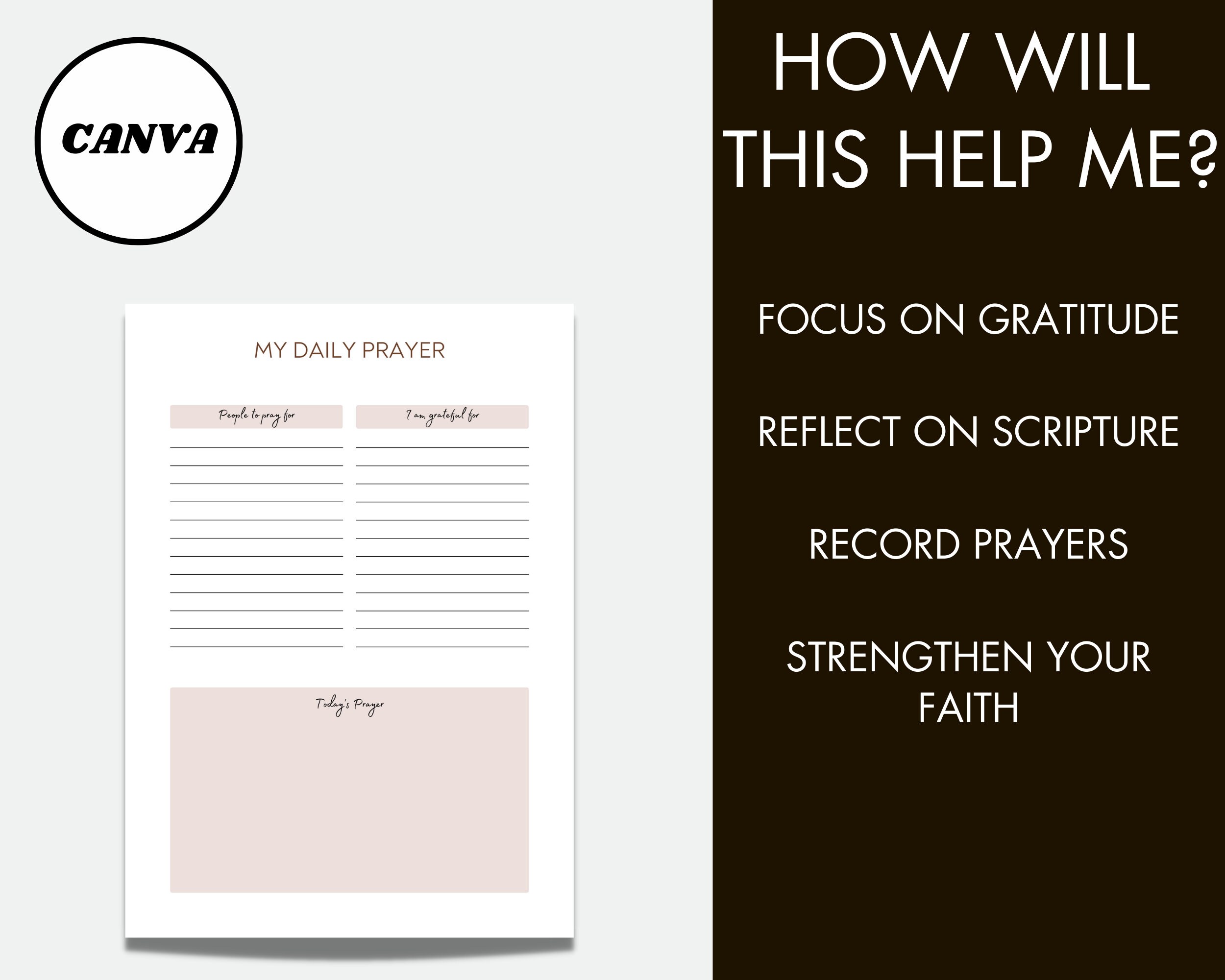 Prayer Journal Printable — Editable Bible Study & Faith Planner, A4 A5 ...