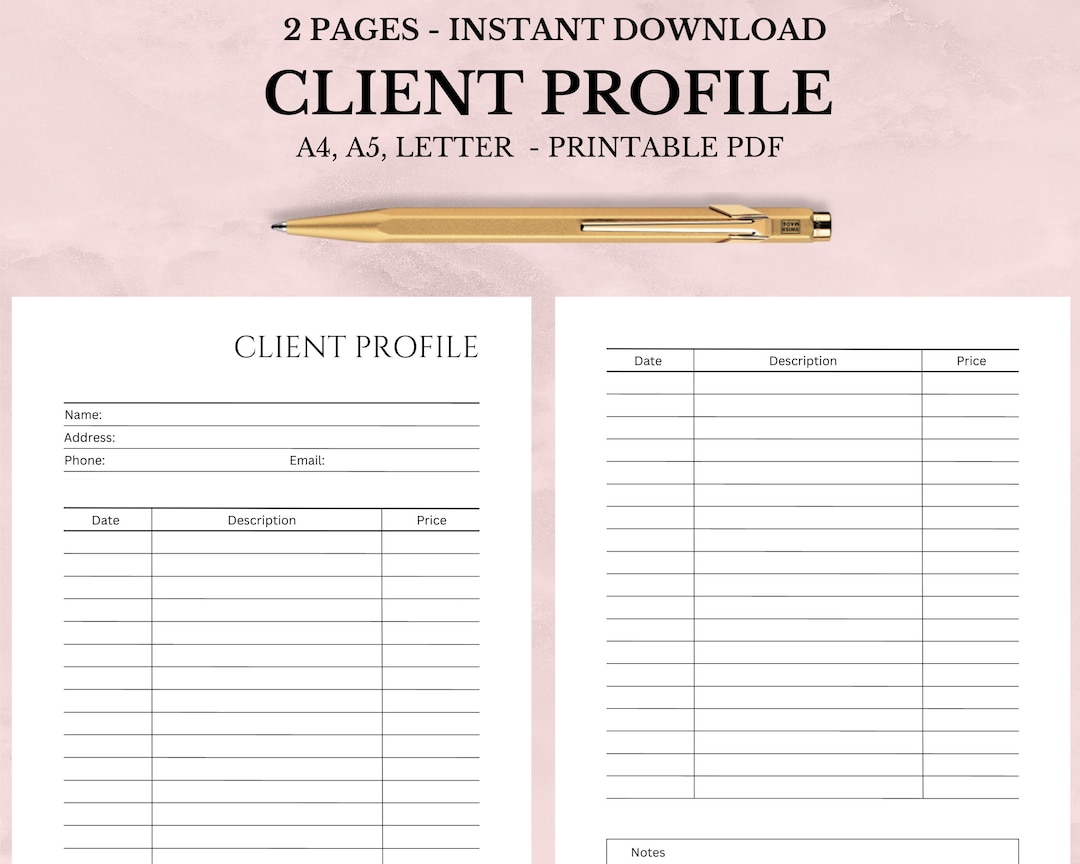 Client Profile Printable and Editable, B2B Business, Customer ...