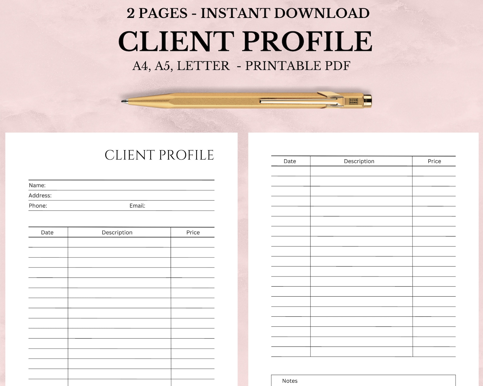 Client Profile Printable and Editable, B2B Business, Customer ...