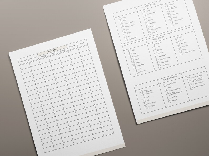 Food Storage List Kitchen Inventory Pantry Organizer Food Checklist ...