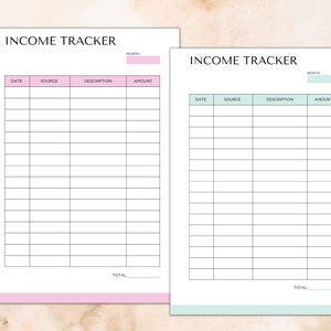 Income Tracker Printable, Editable Monthly Income, Tracker Income and ...