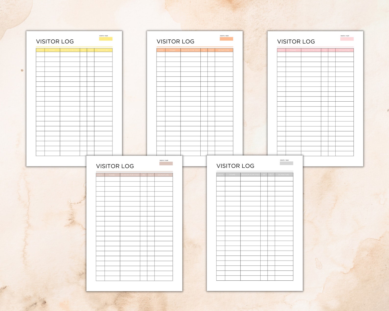Printable Visitor Log, Visitor Sign in / Sign Out Sheet, Visitor ...