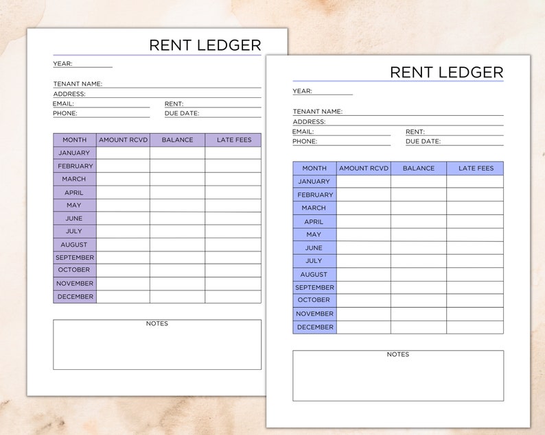 Rent Payment Ledger Printable, Tenant Log, Tenant Payment Tracker ...