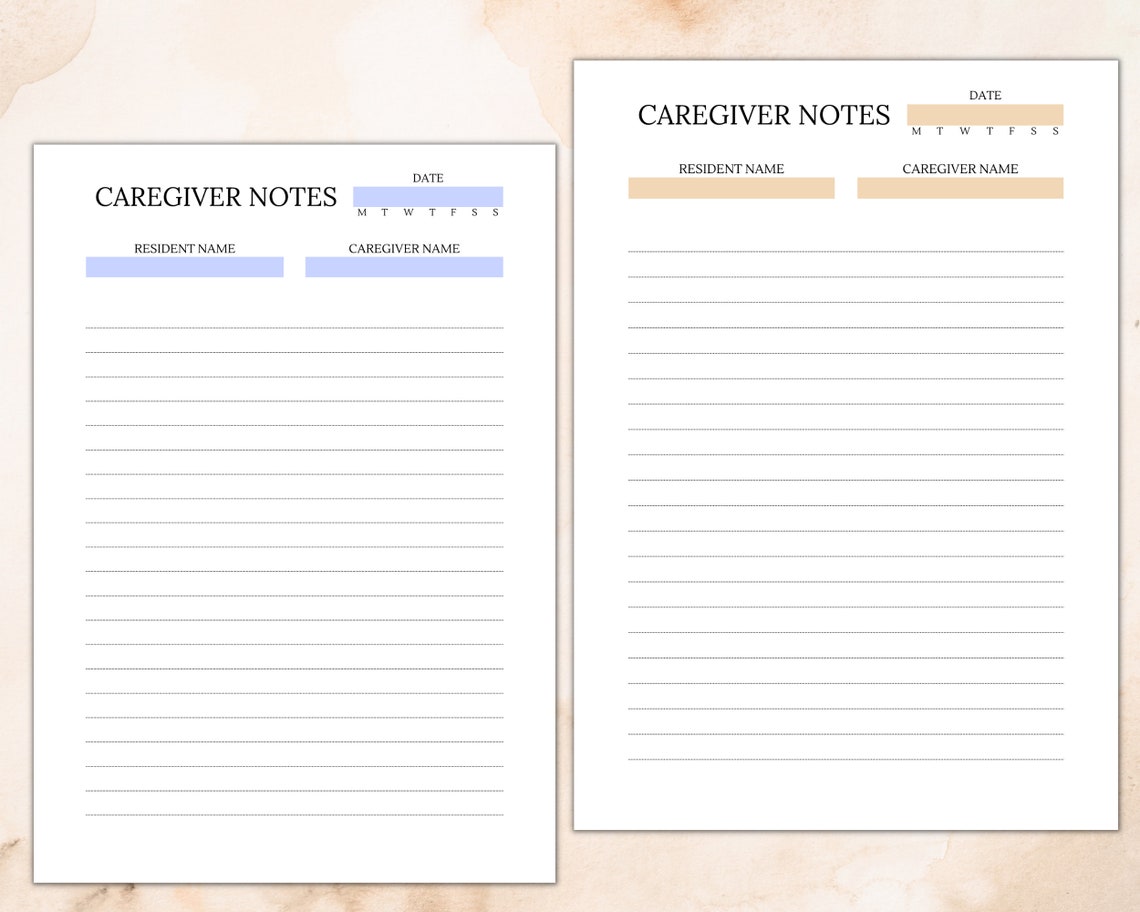 Editable and Printable Caregiver Notes, Caregiver Sheet, Notes for ...