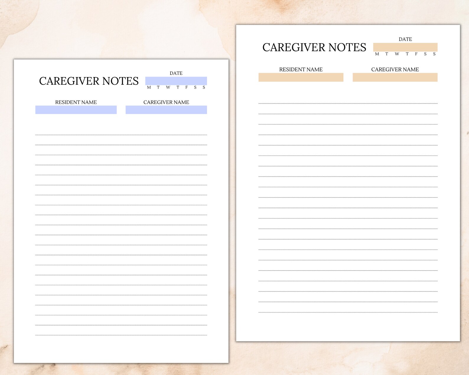 Editable and Printable Caregiver Notes, Caregiver Sheet, Notes for ...