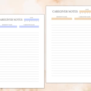 Editable and Printable Caregiver Notes, Caregiver Sheet, Notes for ...