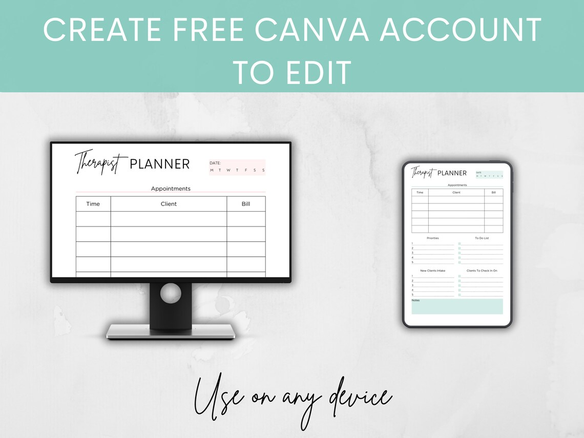 Therapist Daily Planner, Printable Daily Therapist Appointments ...
