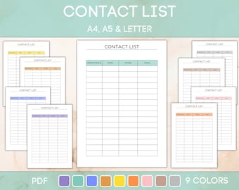 Contact List Address Book Printable Contact List Printable Address Book ...